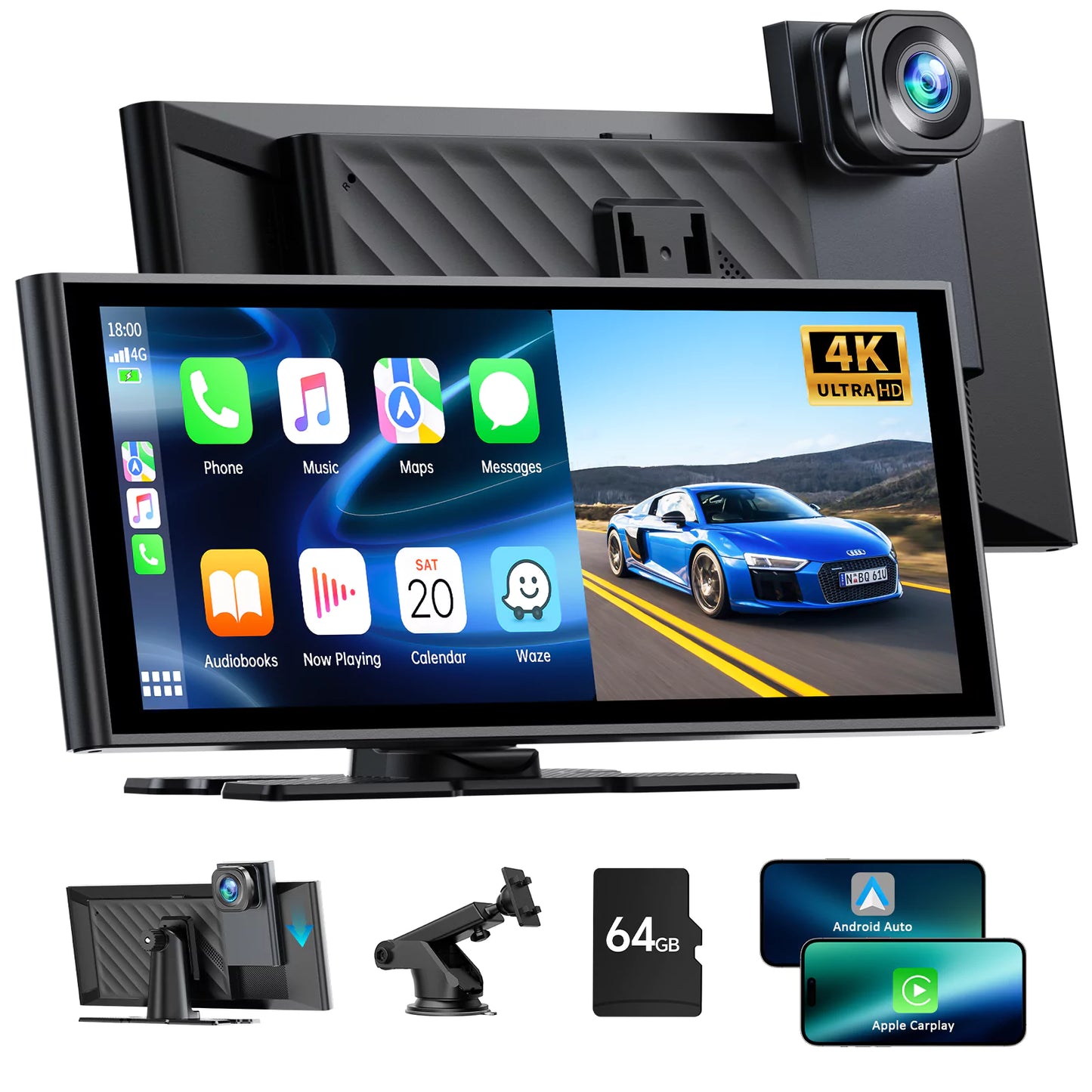 Carplay Car Stereo Receiver with 4K Dash Cam | Lamtto