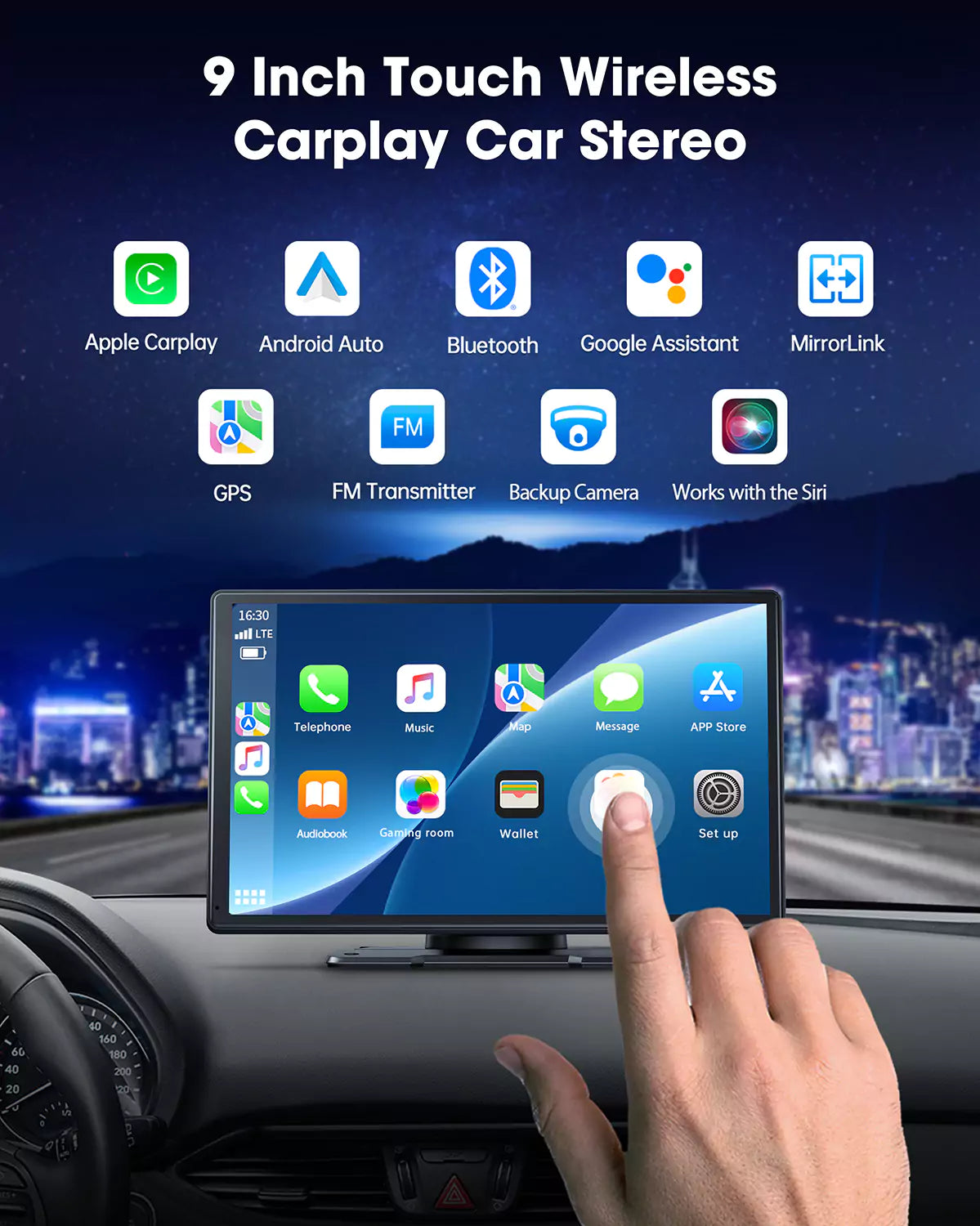9" Carplay Android Auto Display with Dual Cameras| Lamtto