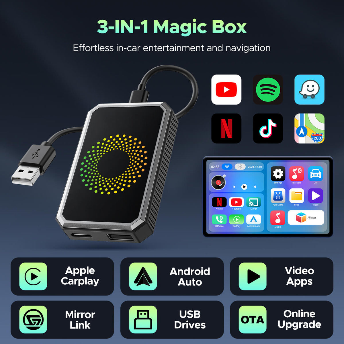 🎉New Year Sale🎁 LAMTTO RC23 3-in-1 Magic Video Carplay Box for Streami