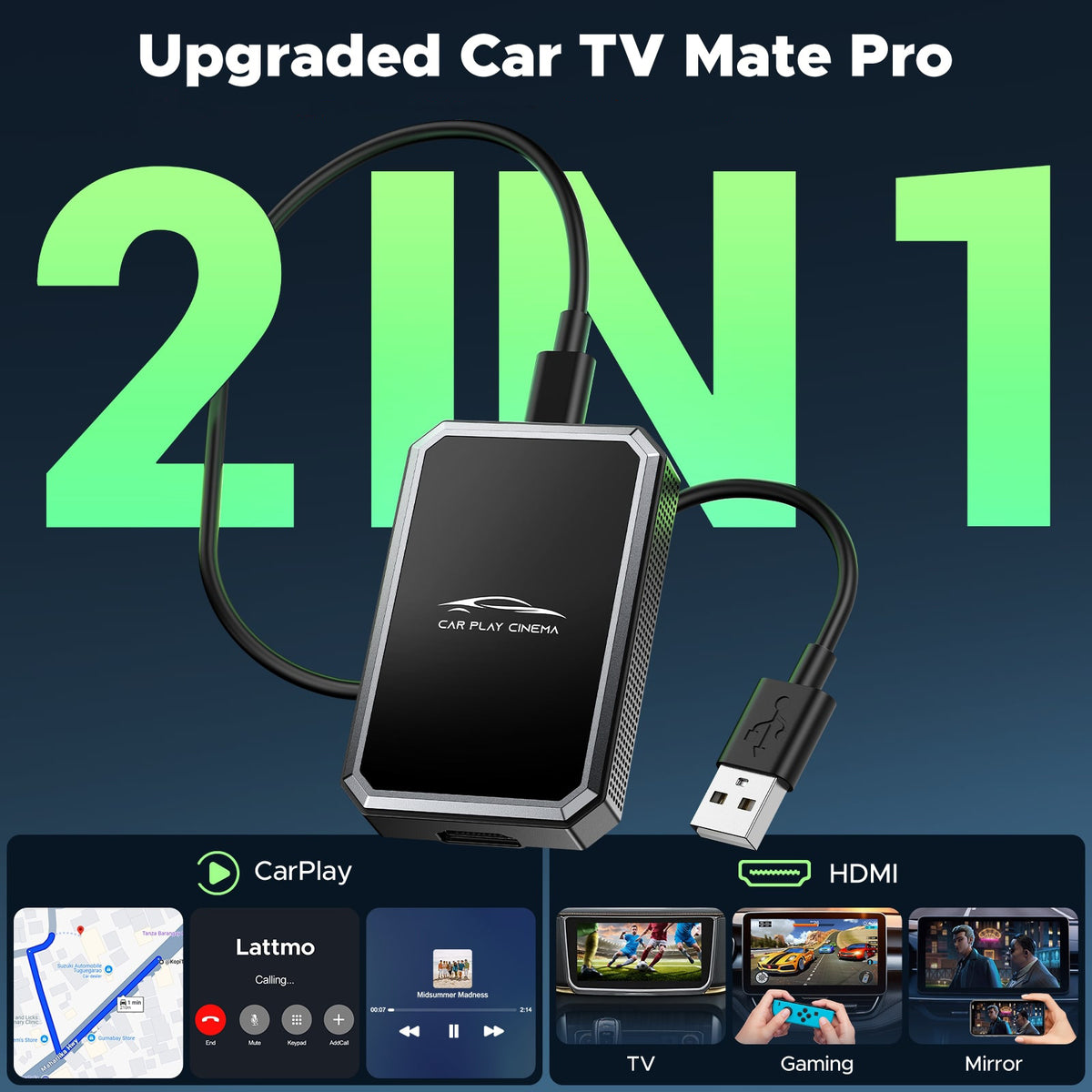 Lamtto Car TV Mate Pro HDMI Multimedia & Wireless CarPlay Adapter For Car