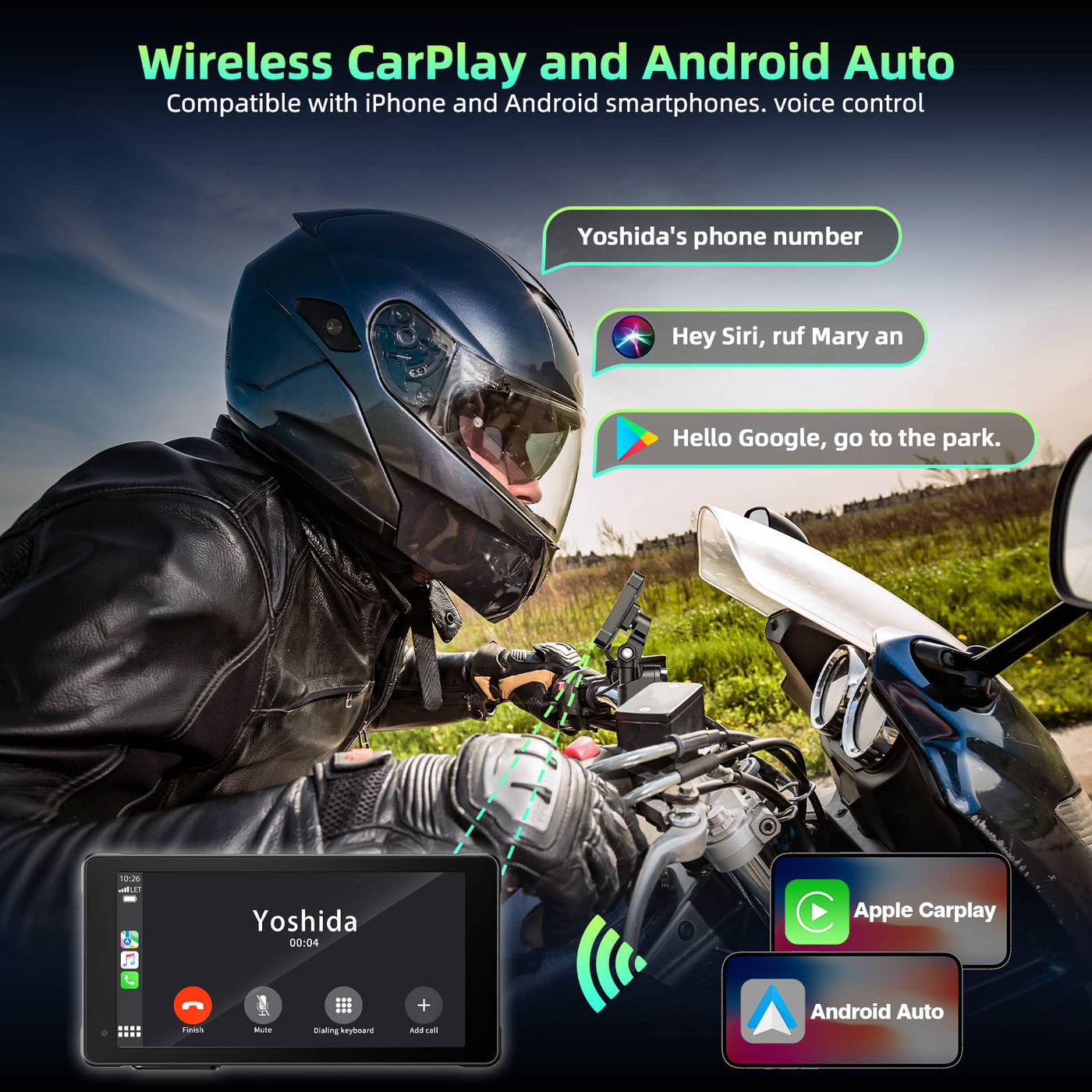 Carplay Display For Motorcycles With Dash Cam | Lamtto